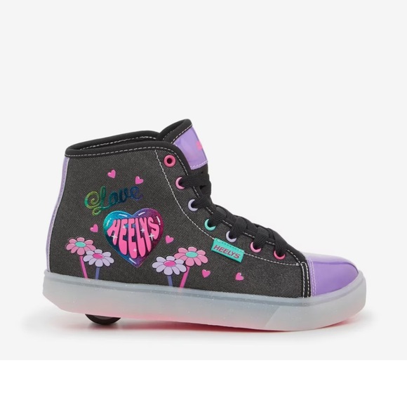 Heelys | Shoes | New Heelys Kids Black And Purple Hightop Sneakers ...